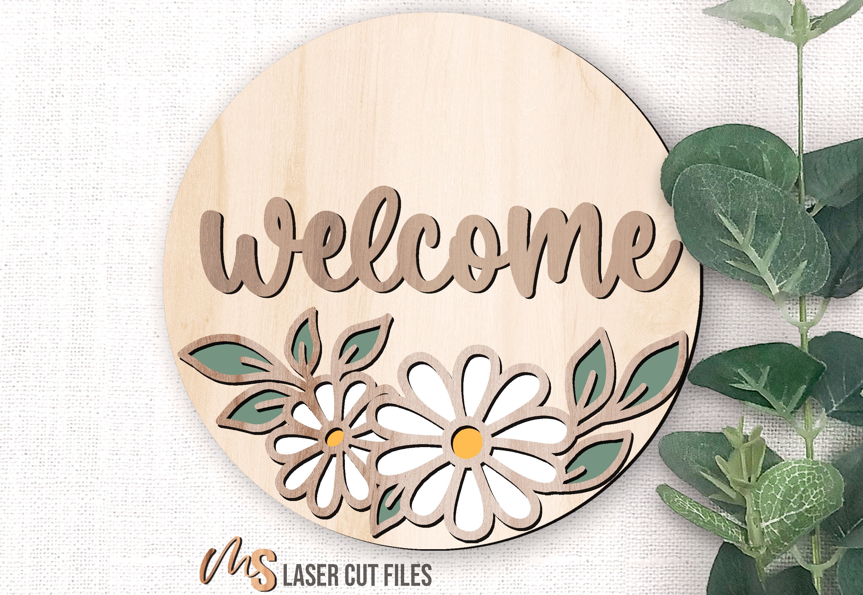 Daisy Welcome Sign SVG Flower Door Hanger Svg Daisy Svg - Etsy