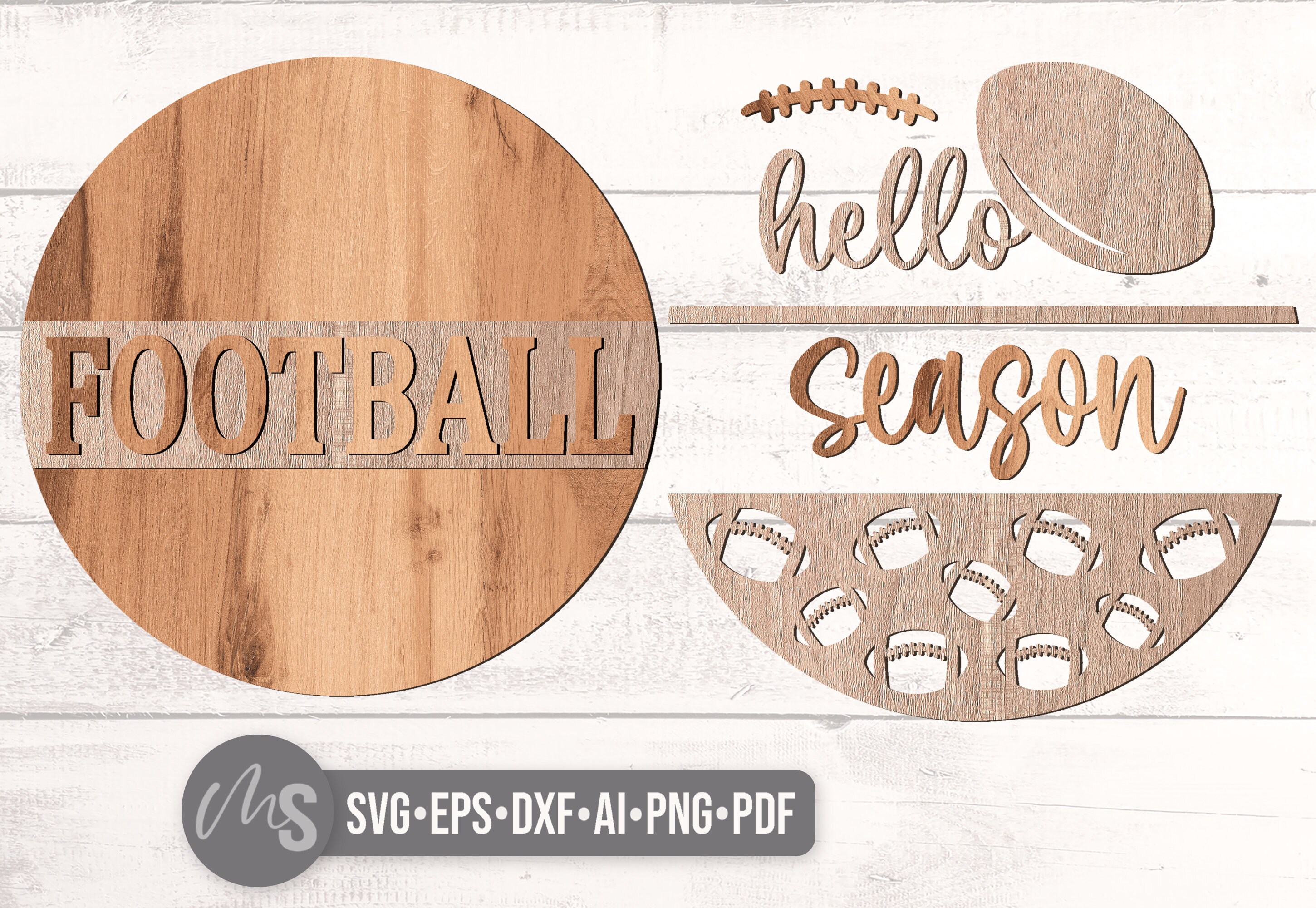Hello Football Season SVG - Football Door Hanger Svg - Football Sign ...