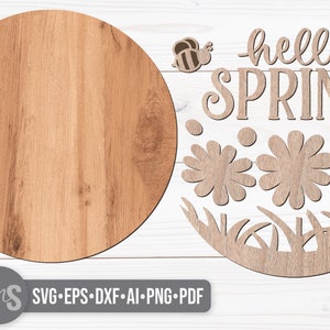 Daisy Hello Spring Door Hanger Svg - Spring Welcome Sign Svg - Daisy ...