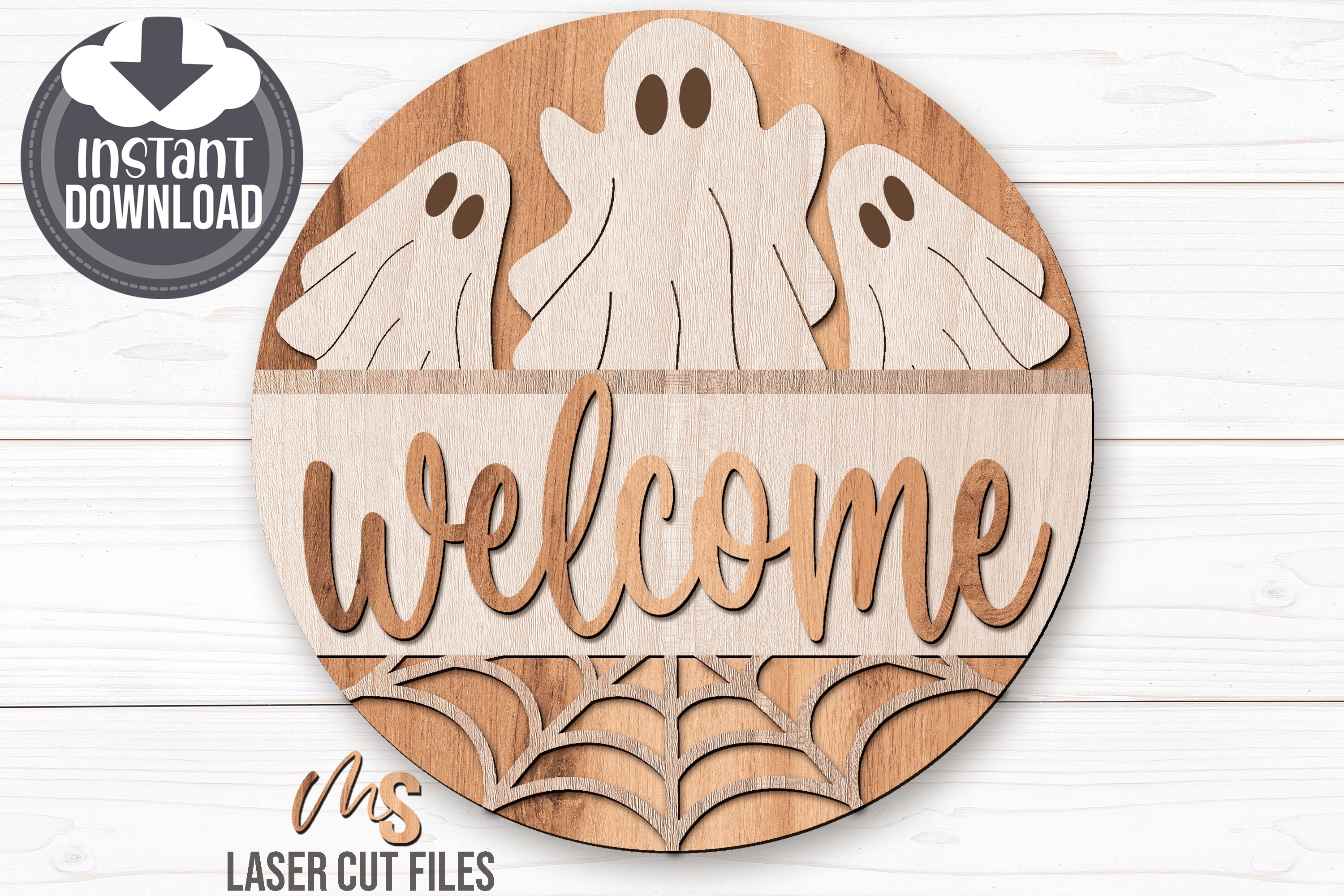Halloween Welcome Sign Svg - Halloween Door Hanger Svg - Ghost Svg ...
