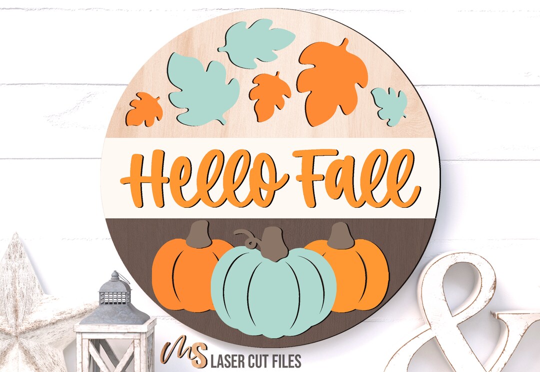 Hello Fall Door Hanger SVG Pumpkin Svg Fall Door Sign - Etsy