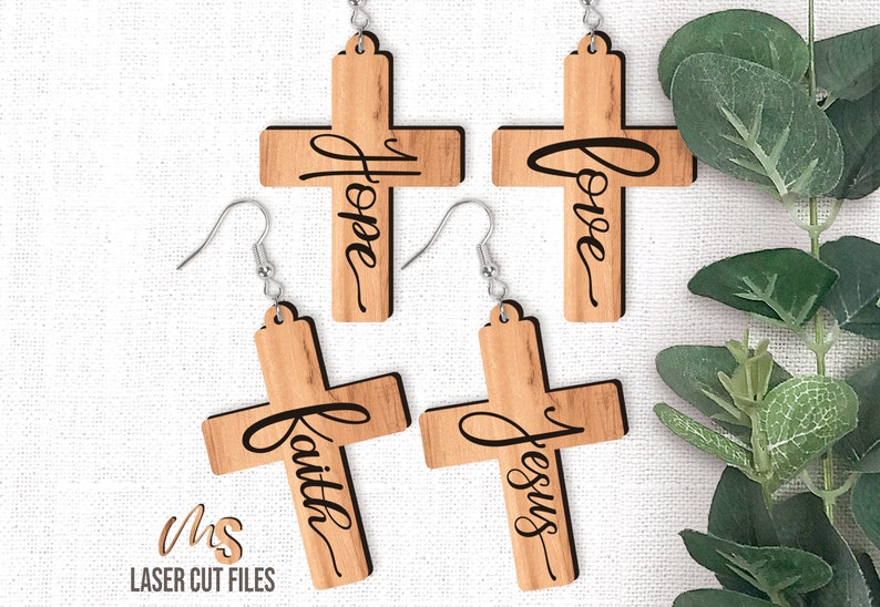 Christian Cross Earrings SVG - Cross Svg - Laser Cut Files - Earring ...