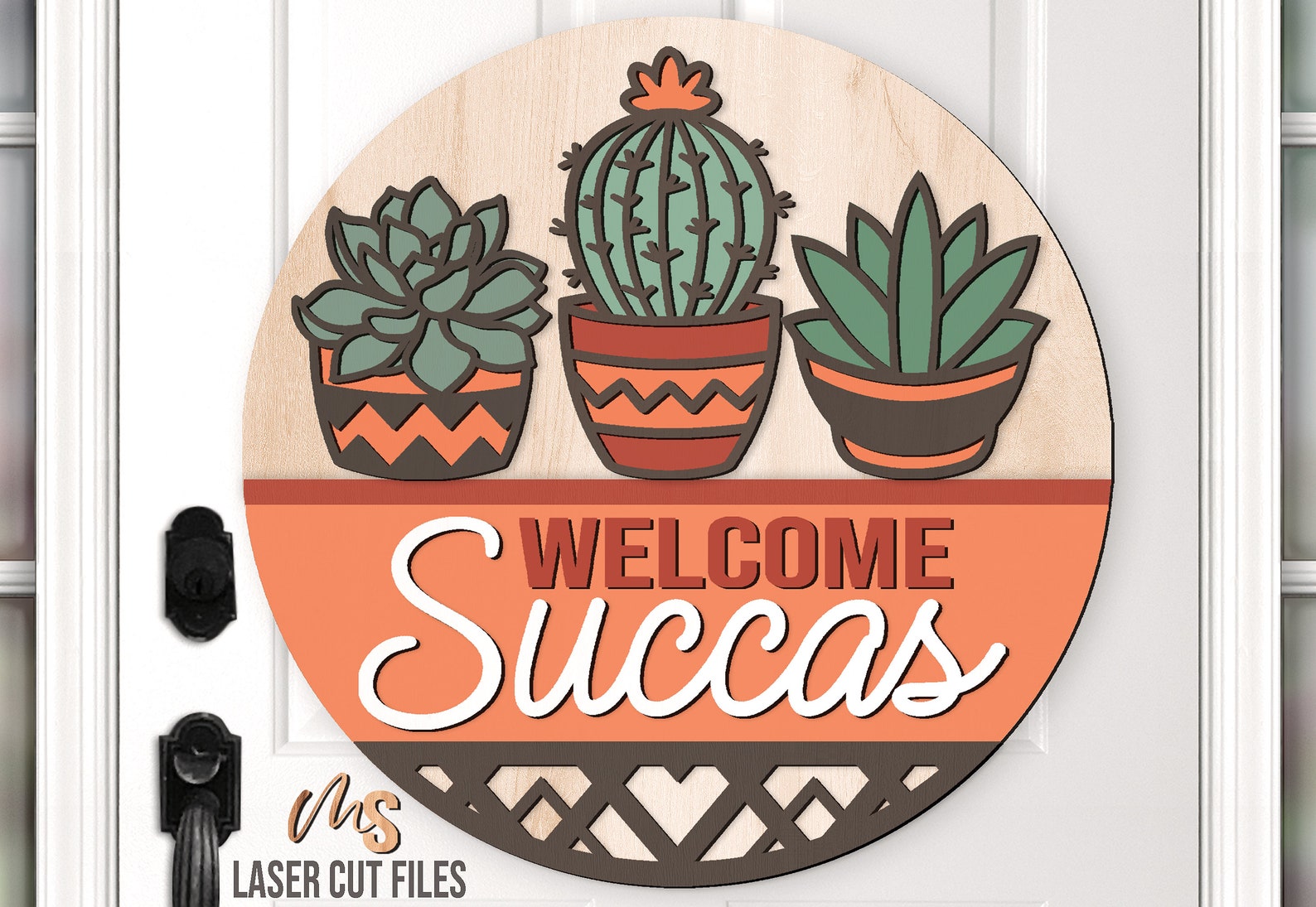 Succulent Welcome Sign Svg - Door Hanger Svg - Succulent Svg - Cactus ...