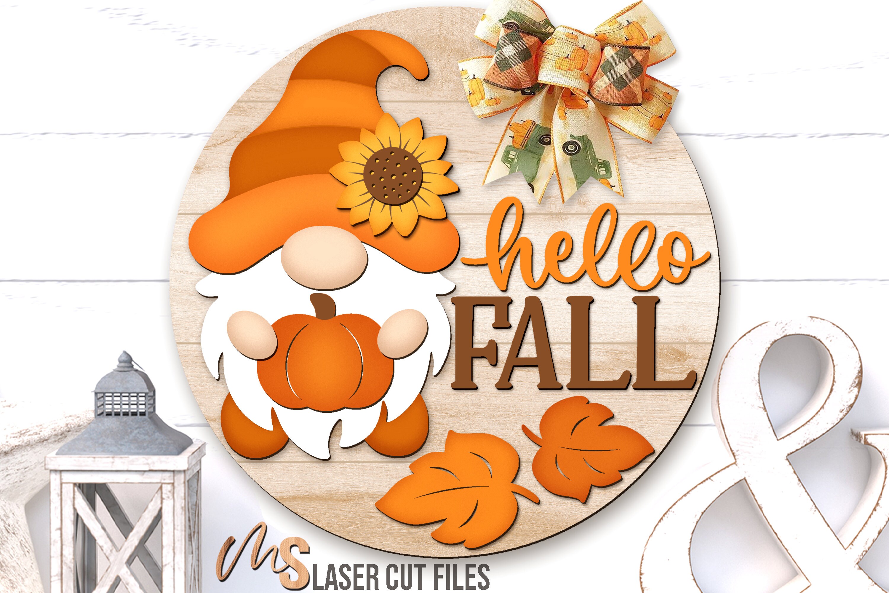 Hello Fall Gnome Sign SVG: Fall Door Hanger Laser Cut Files Glowforge ...