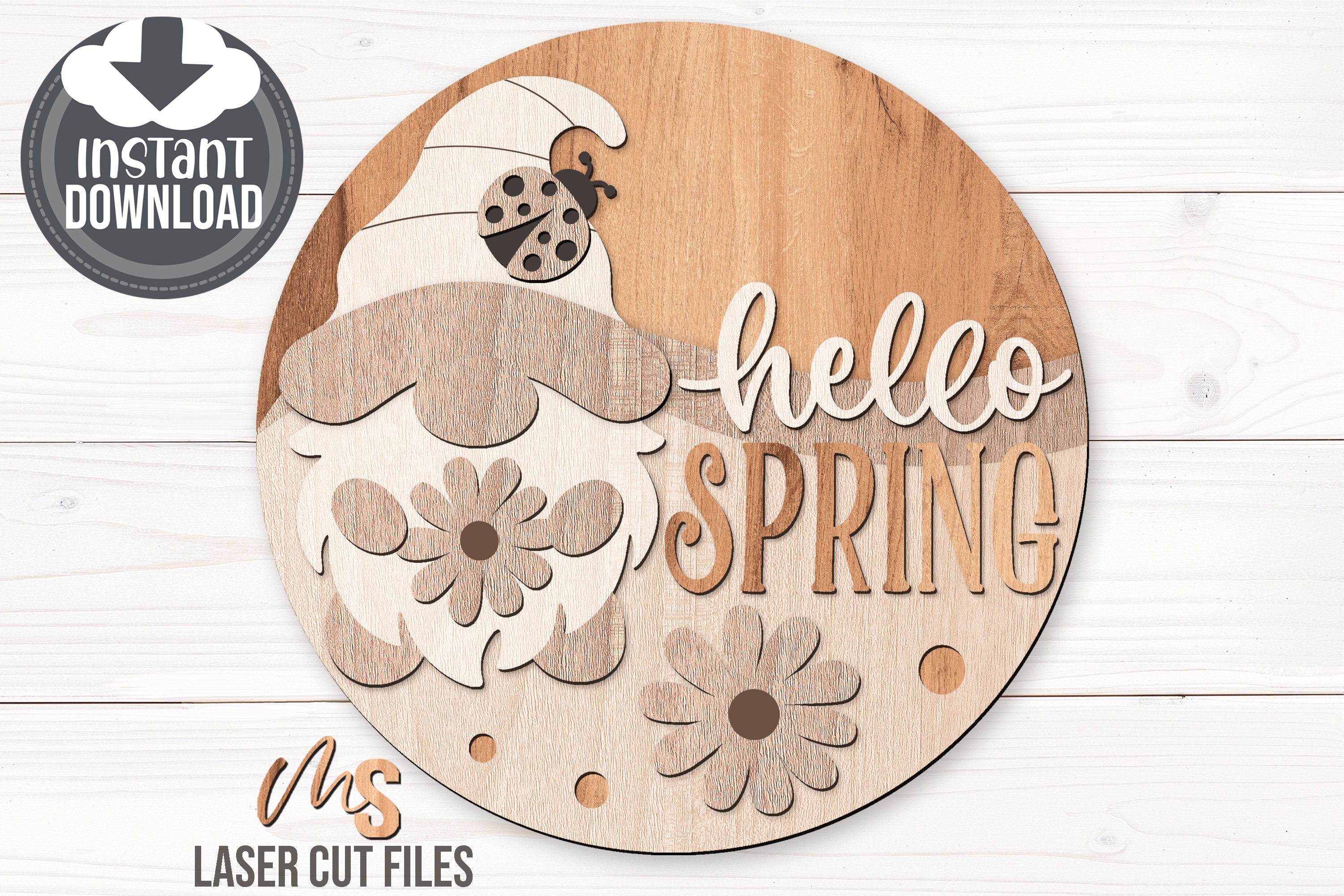 Hello Spring Gnome Door Hanger SVG - Spring Welcome Sign Svg - Spring ...
