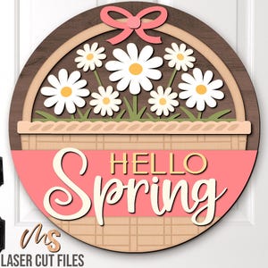 Daisy Hello Spring Door Hanger Svg - Spring Welcome Sign Svg - Daisy ...