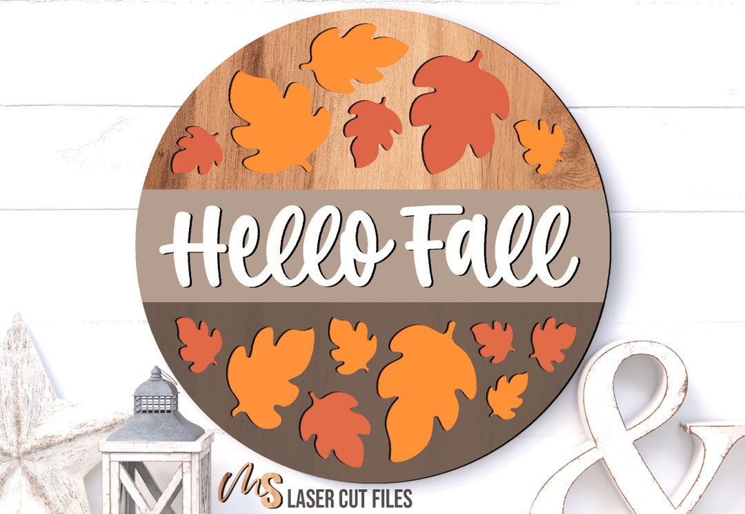 Hello Fall SVG - Fall Door Hanger Svg - Fall Leaves Svg - Fall Door ...