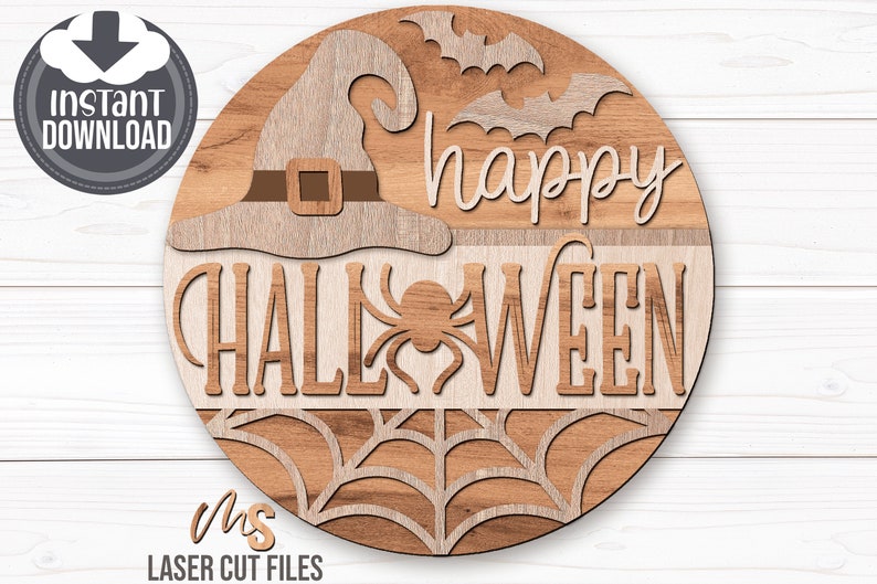 Halloween Door Hanger Svg - Happy Halloween Sign Svg - Witch Hat Svg ...