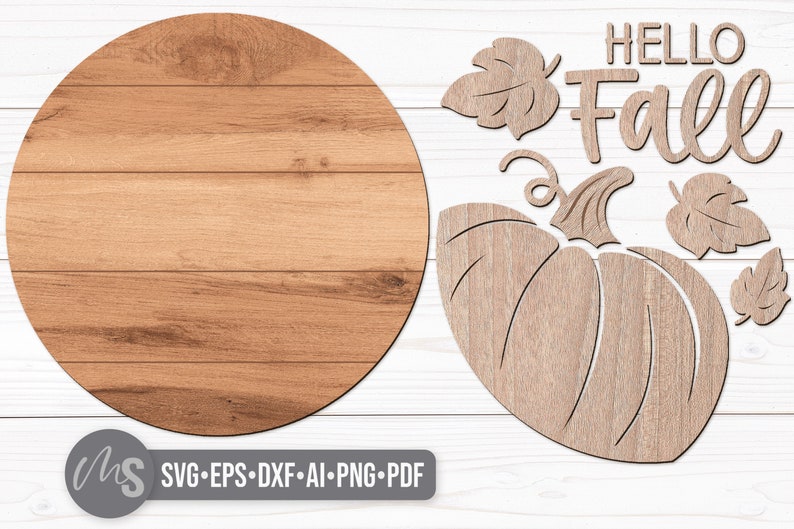 Hello Fall Door Hanger SVG - Pumpkin Svg - Fall Welcome Sign Svg ...