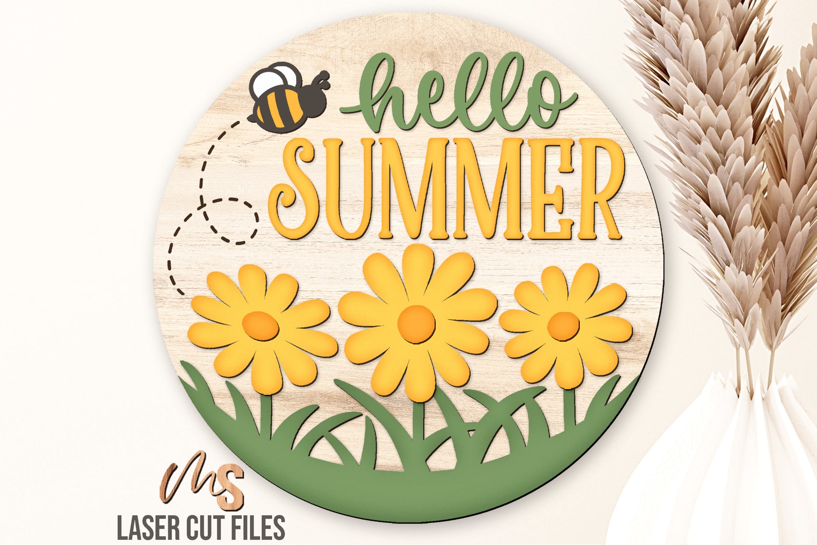 Daisy Hello Summer Door Hanger Svg - Summer Welcome Sign Svg - Daisy ...