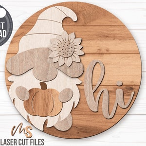 Fall Gnome Welcome Sign Svg - Fall Door Hanger SVG - Laser Cut Files ...