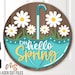 Daisy Hello Spring Door Hanger Svg Floral Umbrella Welcome Sign Svg ...