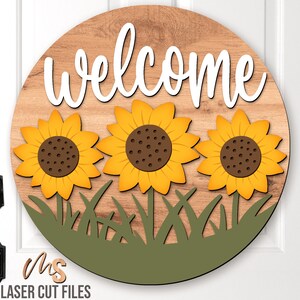Sunflower Welcome Sign Svg - Sunflower Door Hanger Svg - Sunflower Svg ...