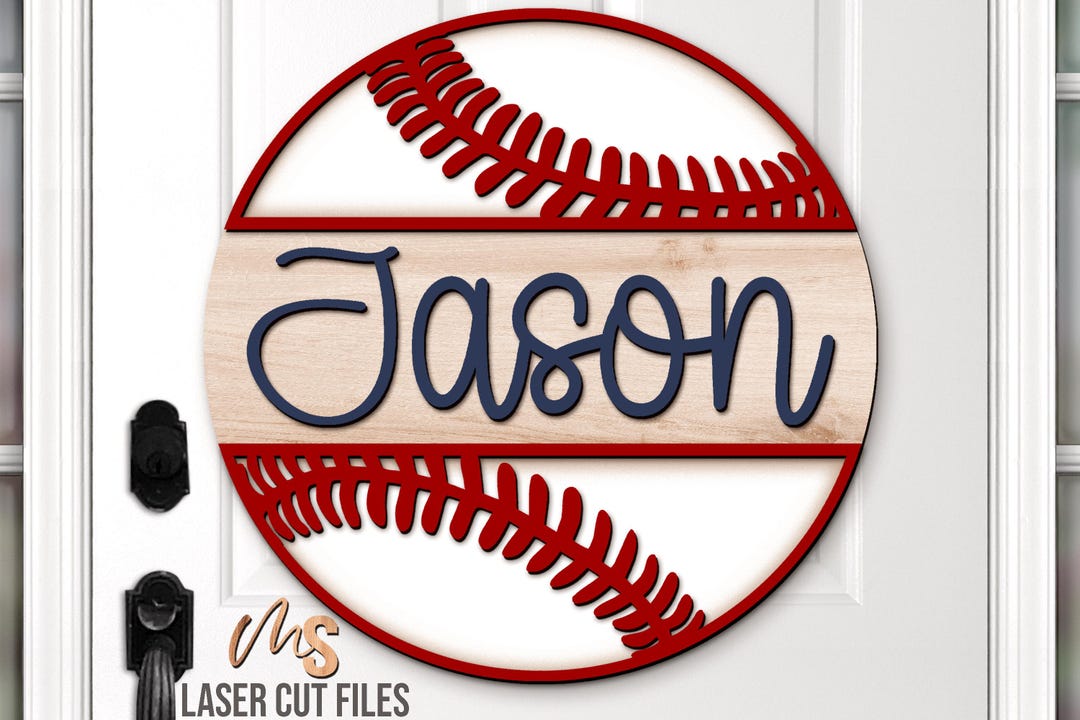 Monogram Baseball Svg - Baseball Door Hanger Svg - Baseball Name Sign ...