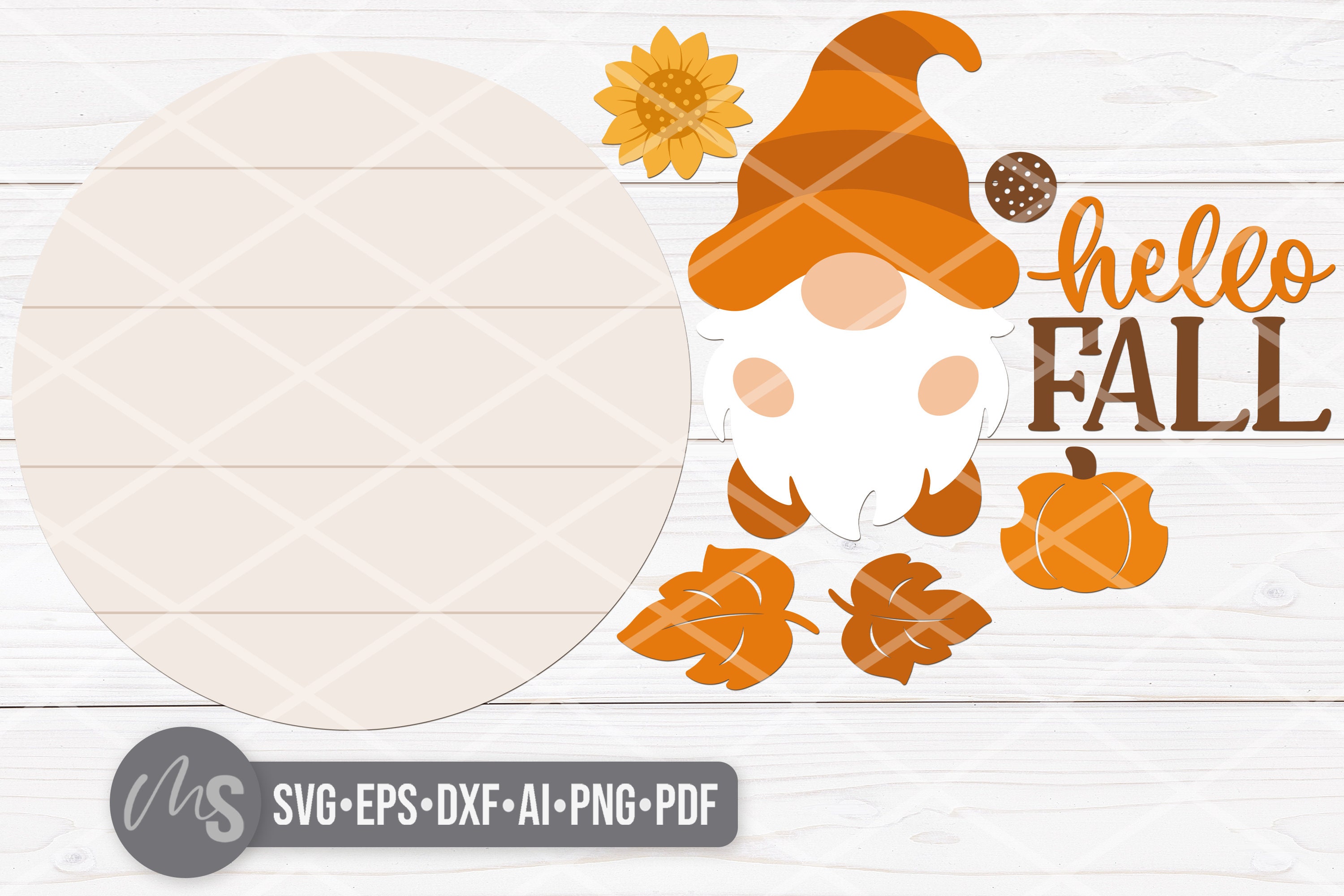 Hello Fall Gnome Sign SVG - Fall Door Hanger Svg - Fall Welcome Sign ...
