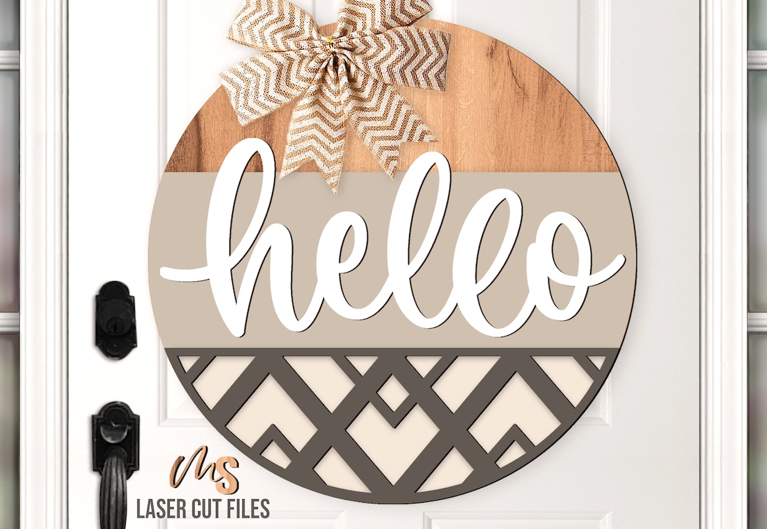 Geometric Welcome Sign SVG - Door Hanger Svg - Hello Svg - Glowforge ...