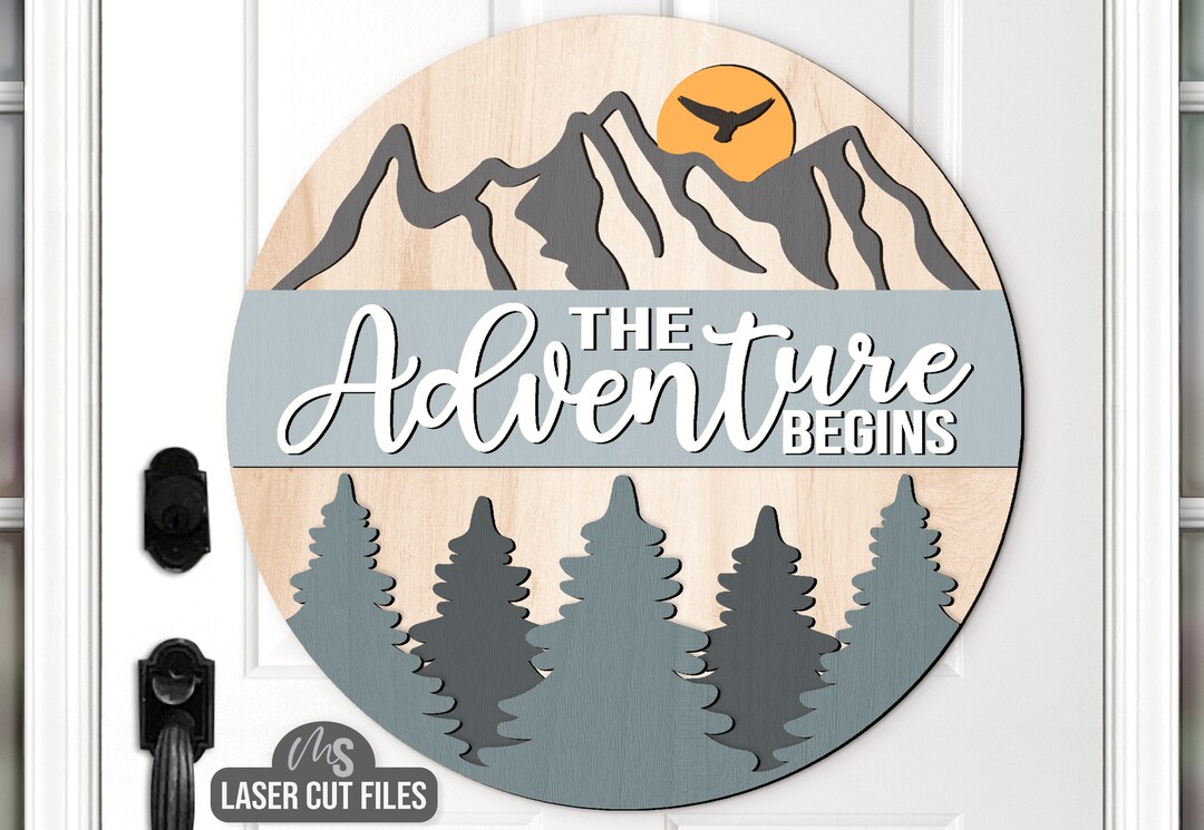 Adventure Door Hanger Svg - Adventure Svg - Mountains Svg - Cabin Décor ...