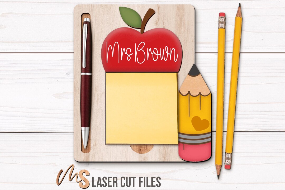 Teacher Sticky Note Holder Svg - Sticky Notepad Holder Svg - Laser Cut ...