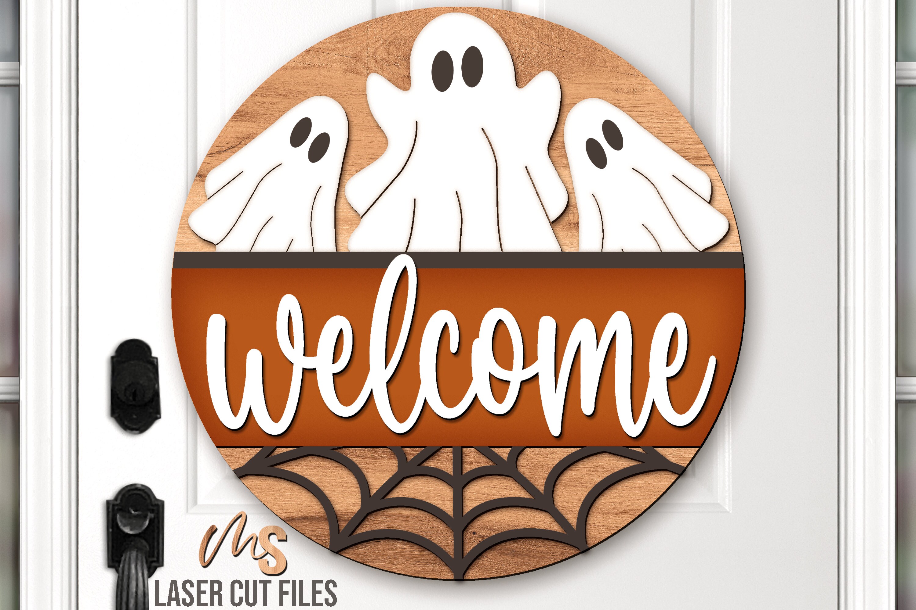Halloween Welcome Sign Svg - Halloween Door Hanger Svg - Ghost Svg ...