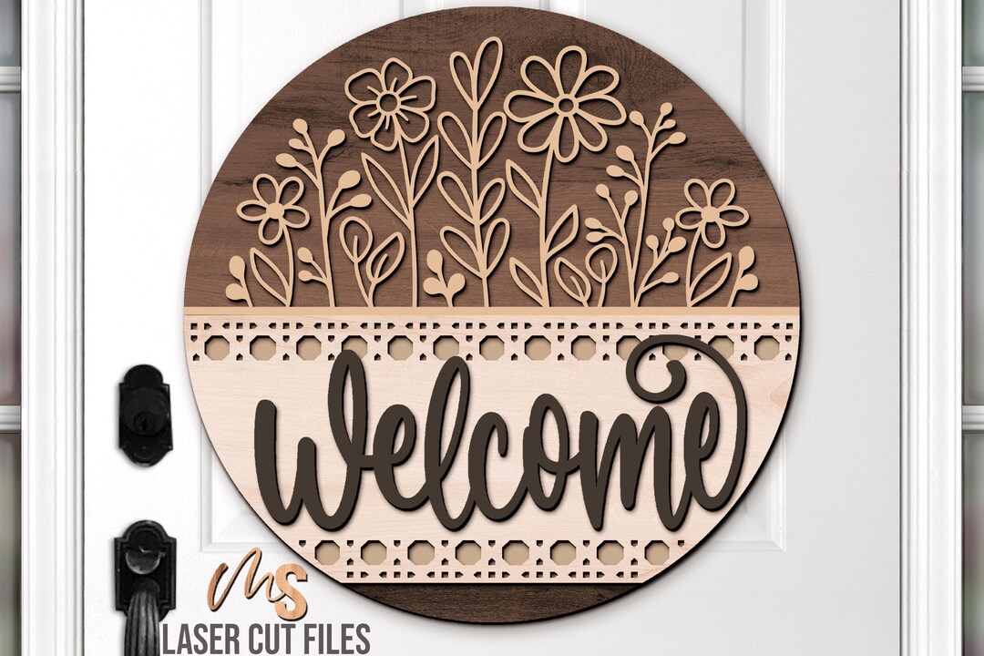 Floral Welcome Sign Svg - Wildflower Door Hanger Svg - Wildflowers Svg ...