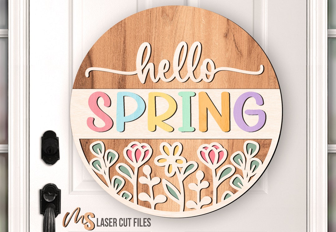 Spring Door Hanger Svg - Hello Spring Sign Svg - Wildflower Svg ...
