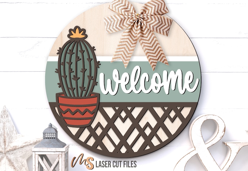 Cactus Welcome Sign Svg Round Door Hanger Svg Cactus Svg - Etsy