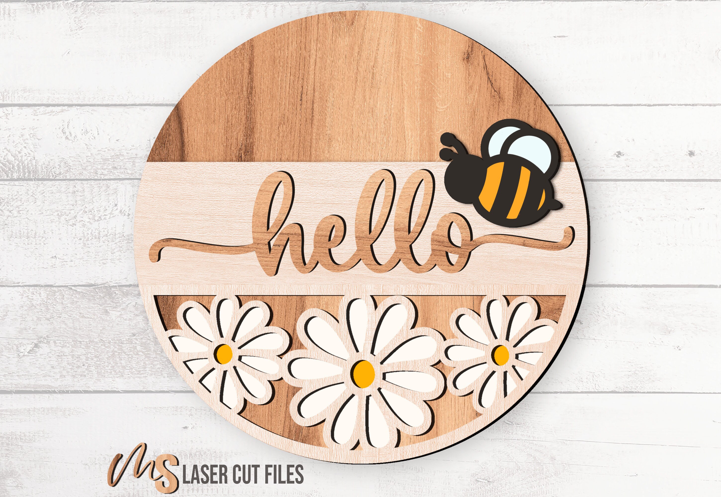 Hello Daisy Door Hanger SVG Floral Welcome Sign Svg Daisy - Etsy