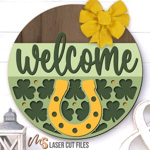 St Patricks Day Welcome Sign SVG Laser Cut Files - St Patricks Door ...