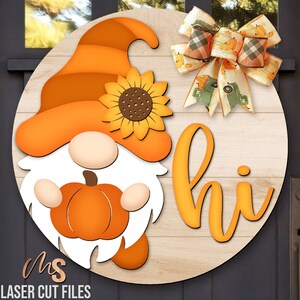 Fall Gnome Welcome Sign Svg - Fall Door Hanger SVG - Laser Cut Files ...