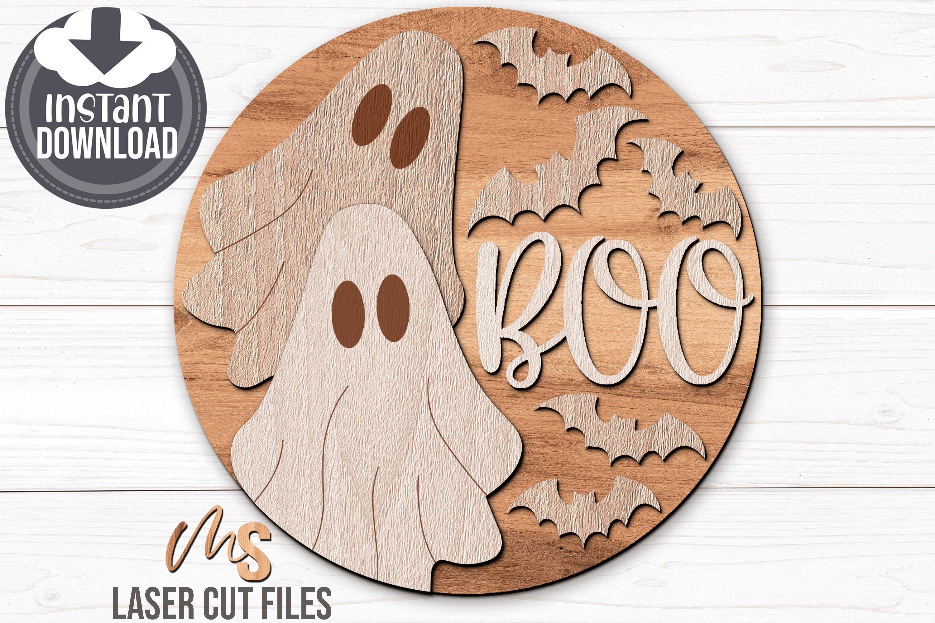 Halloween Ghost Door Hanger Svg - Ghost Halloween Sign Svg - Boo Svg ...