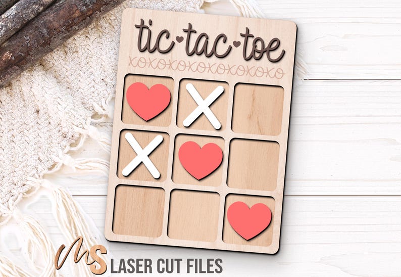 Valentines Day Tic Tac Toe SVG: Valentines Games Laser Cut Files ...