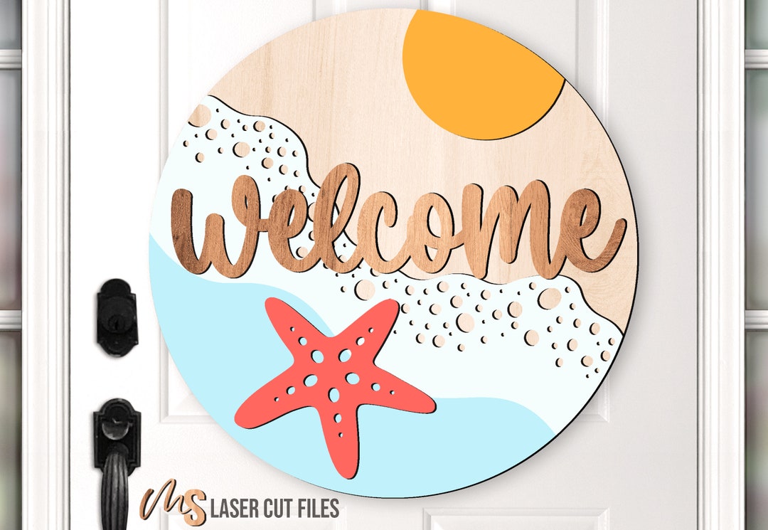 Beach Welcome Sign SVG - Beach Door Hanger Svg - Beach Svg - Laser Cut ...