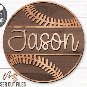 Monogram Baseball Svg - Baseball Door Hanger Svg - Baseball Name Sign ...