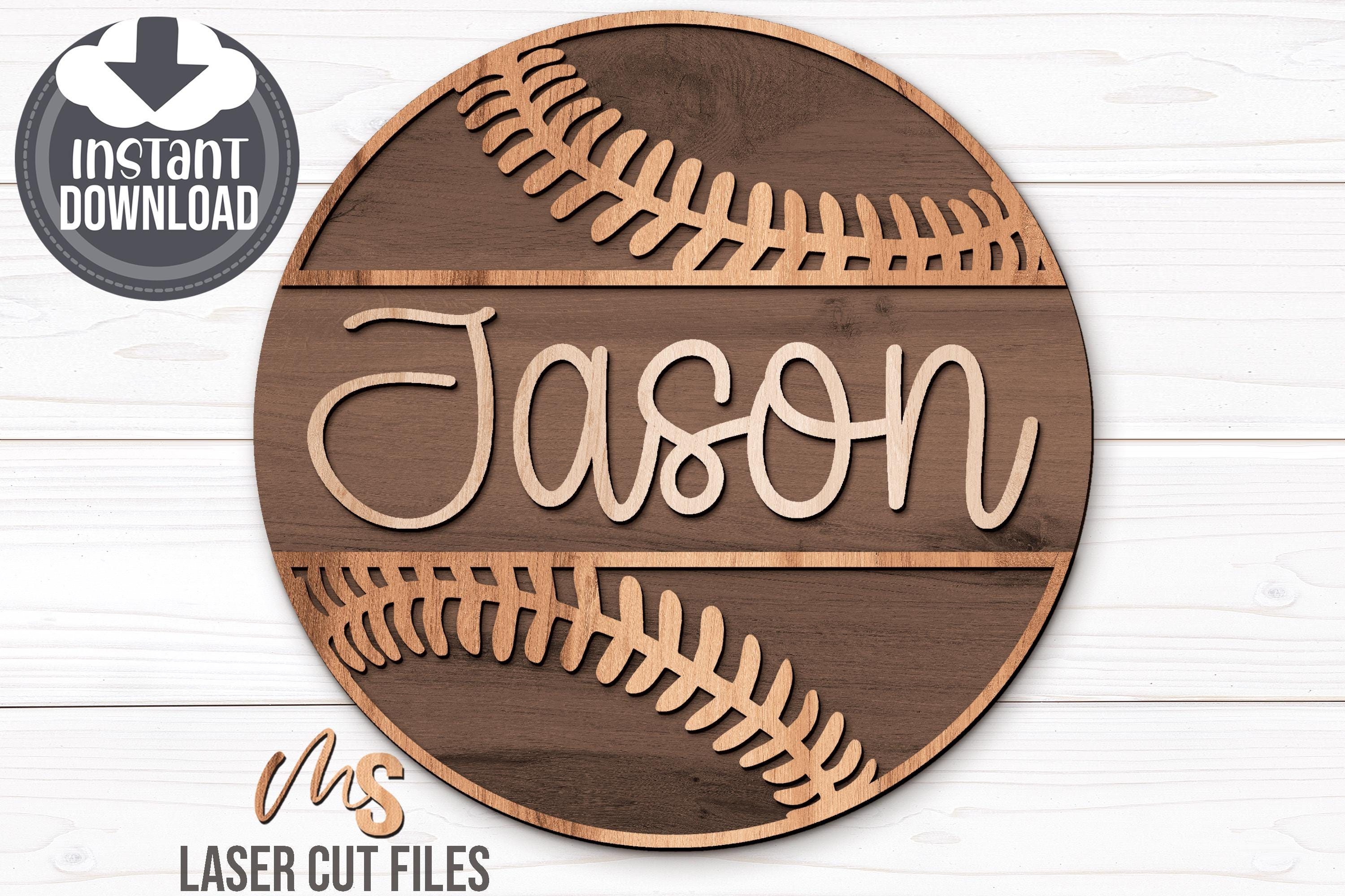 Monogram Baseball Svg - Baseball Door Hanger Svg - Baseball Name Sign ...