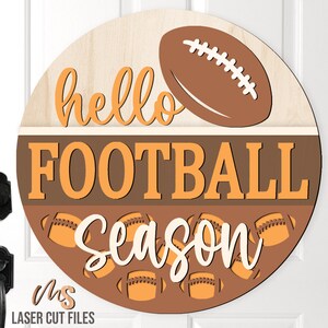Hello Football Season SVG - Football Door Hanger Svg - Football Sign ...