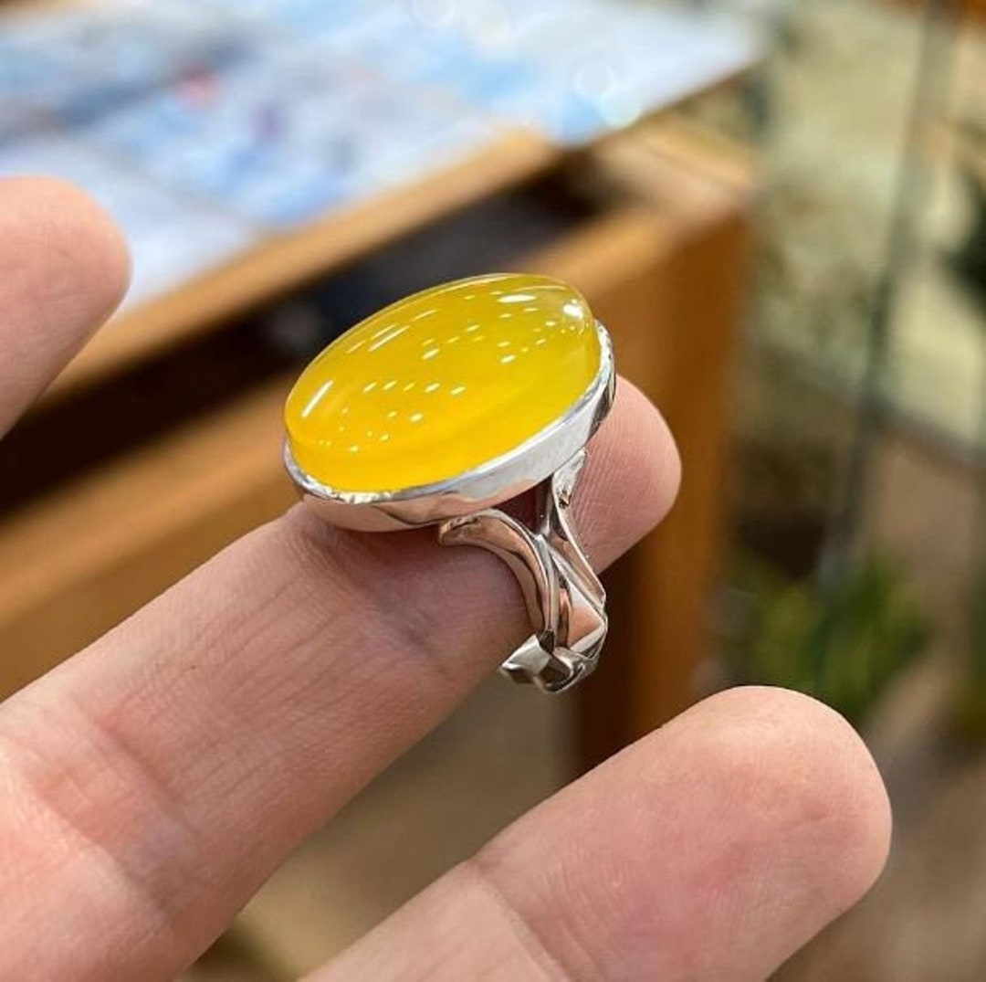Natural Yellow Agate Sterling Silver 925 Handmade Ring High Quality ...