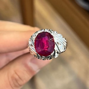 8 Carat Natural Ruby Sterling Silver 925 Handmade Ring, Real High ...