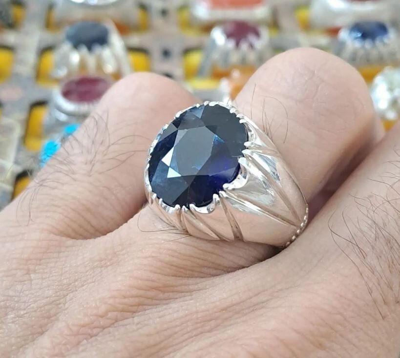 12 Carat Natural Oval Cut Blue Sapphire Sterling Silver 925 12 Carat Natural Oval Cut Blue Sapphire Sterling Silver 925