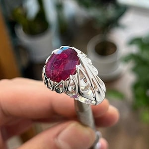 8 Carat Natural Ruby Sterling Silver 925 Handmade Ring, Real High Quality Ruby Ring, Burma Ruby ...