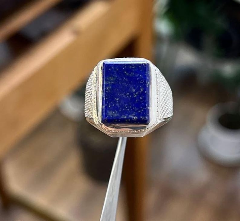Square Shape Real Lapis Lazuli Sterling Silver 925 Handmade Ring ...