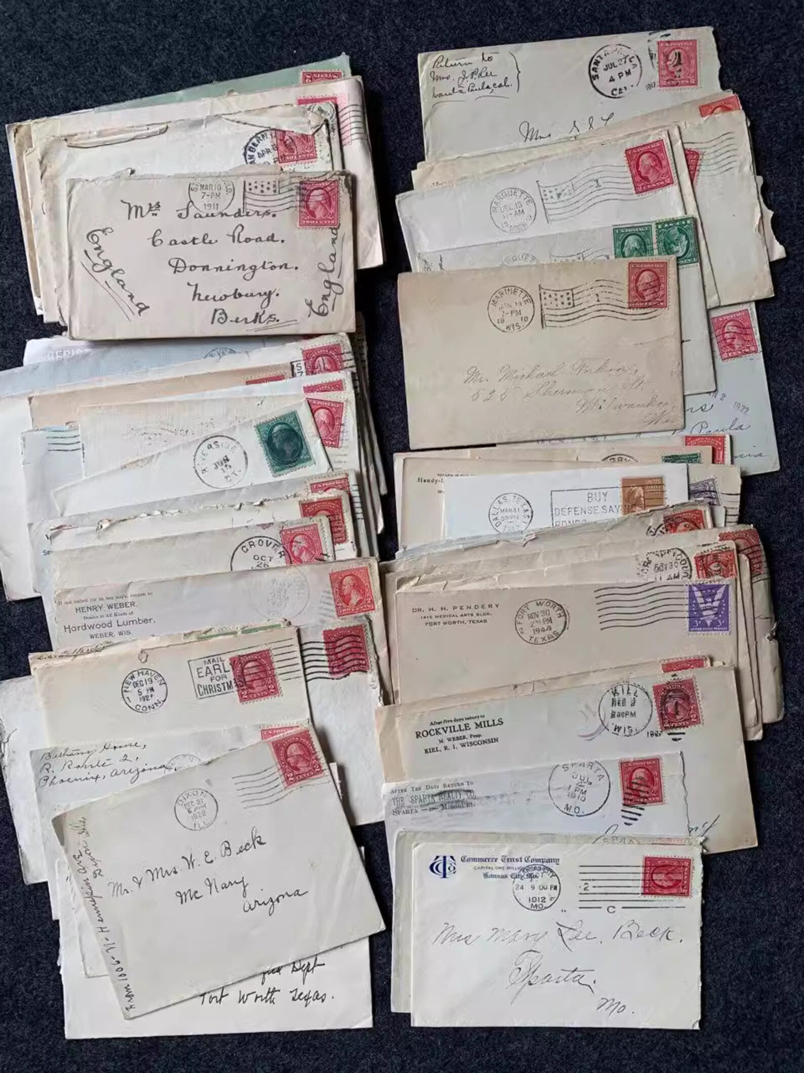 Bundle of 12 Vintage Authentic Evelopes From the 1900s - Antique ...