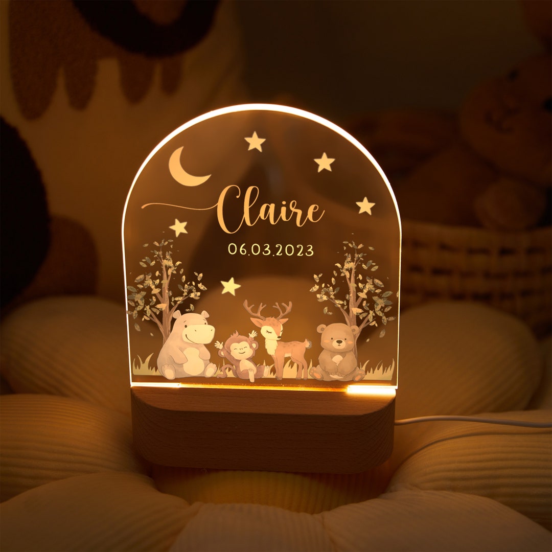 Personalized Baby Night Light, Animal Lamp, Baby Gift Birth ...