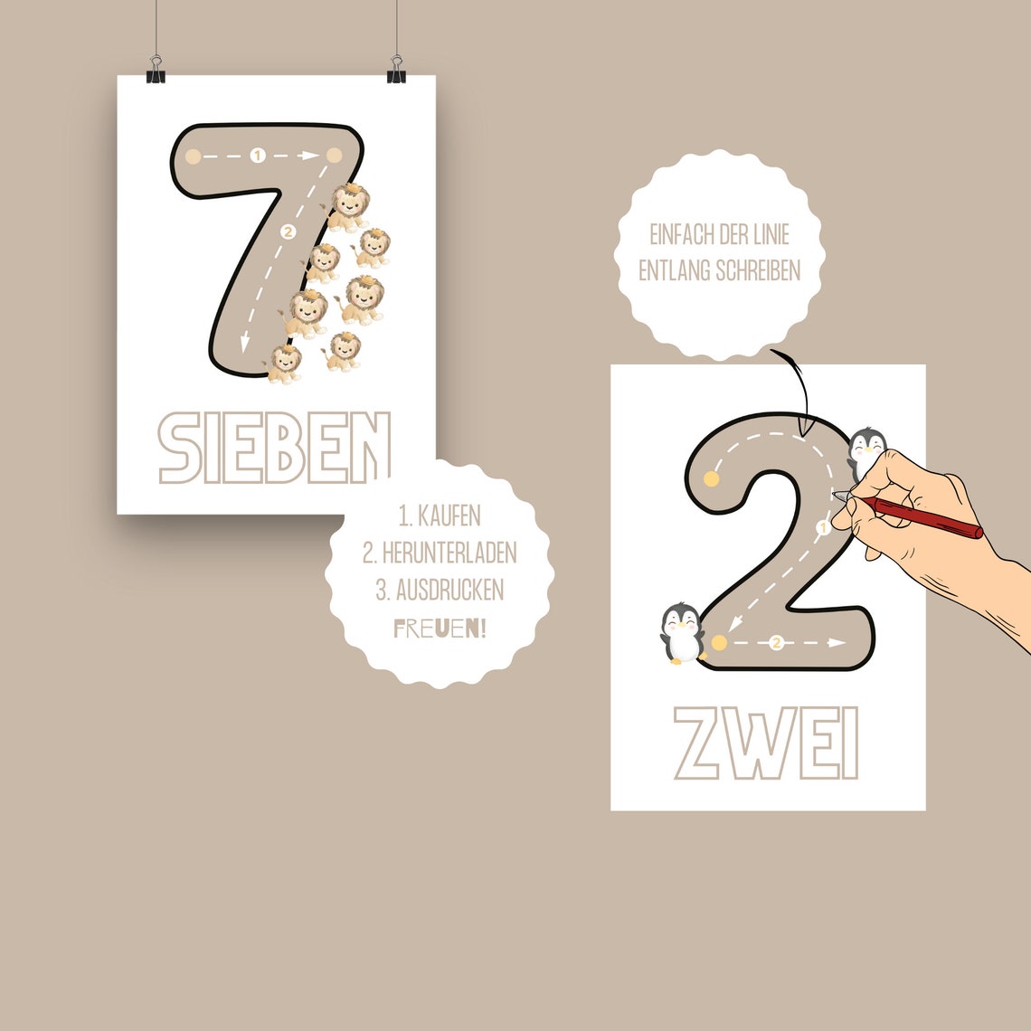 Learning to Count Writing for Children as PDF Download | Card Set ...