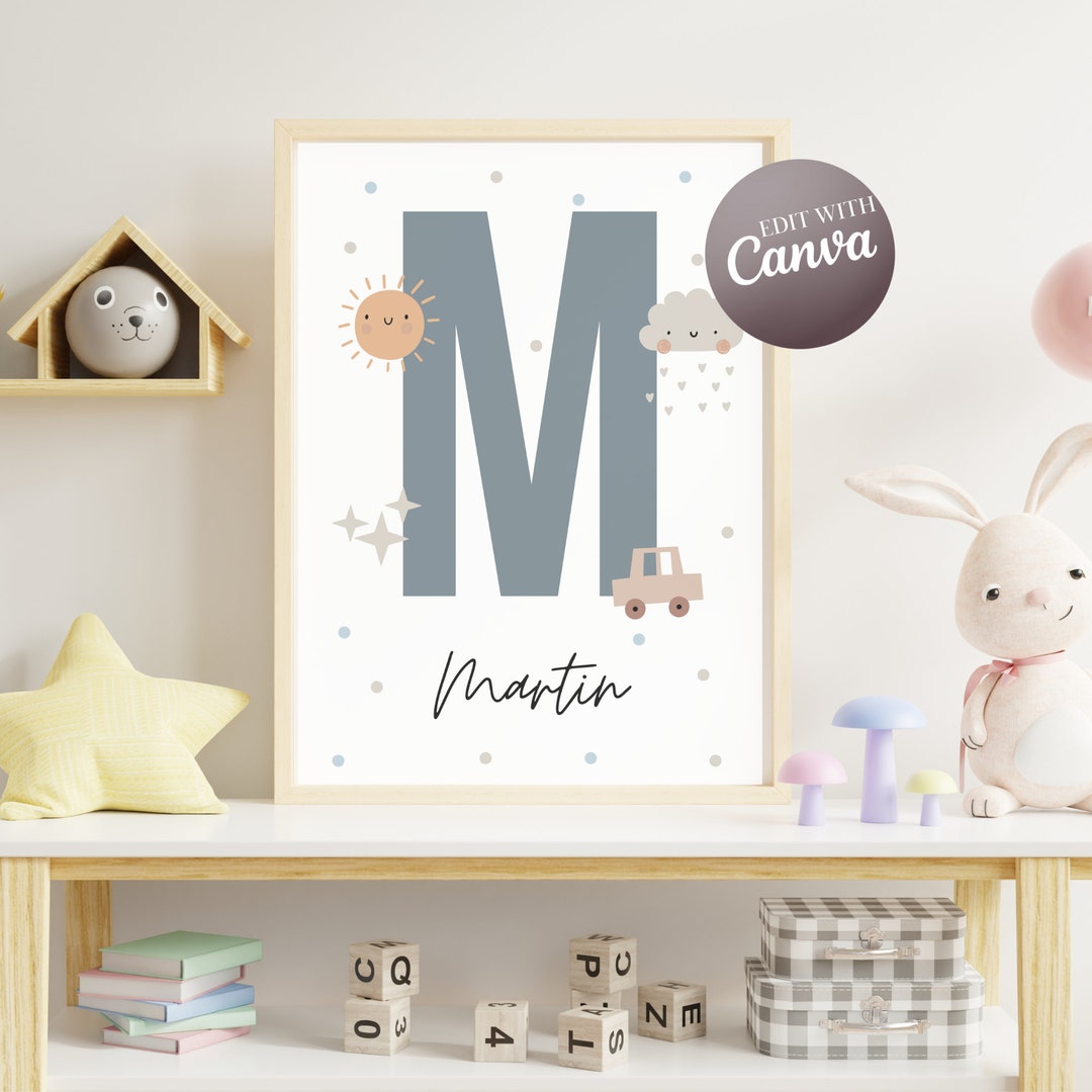 Name Poster as Canva Template Christening Gift Personalized Poster ...