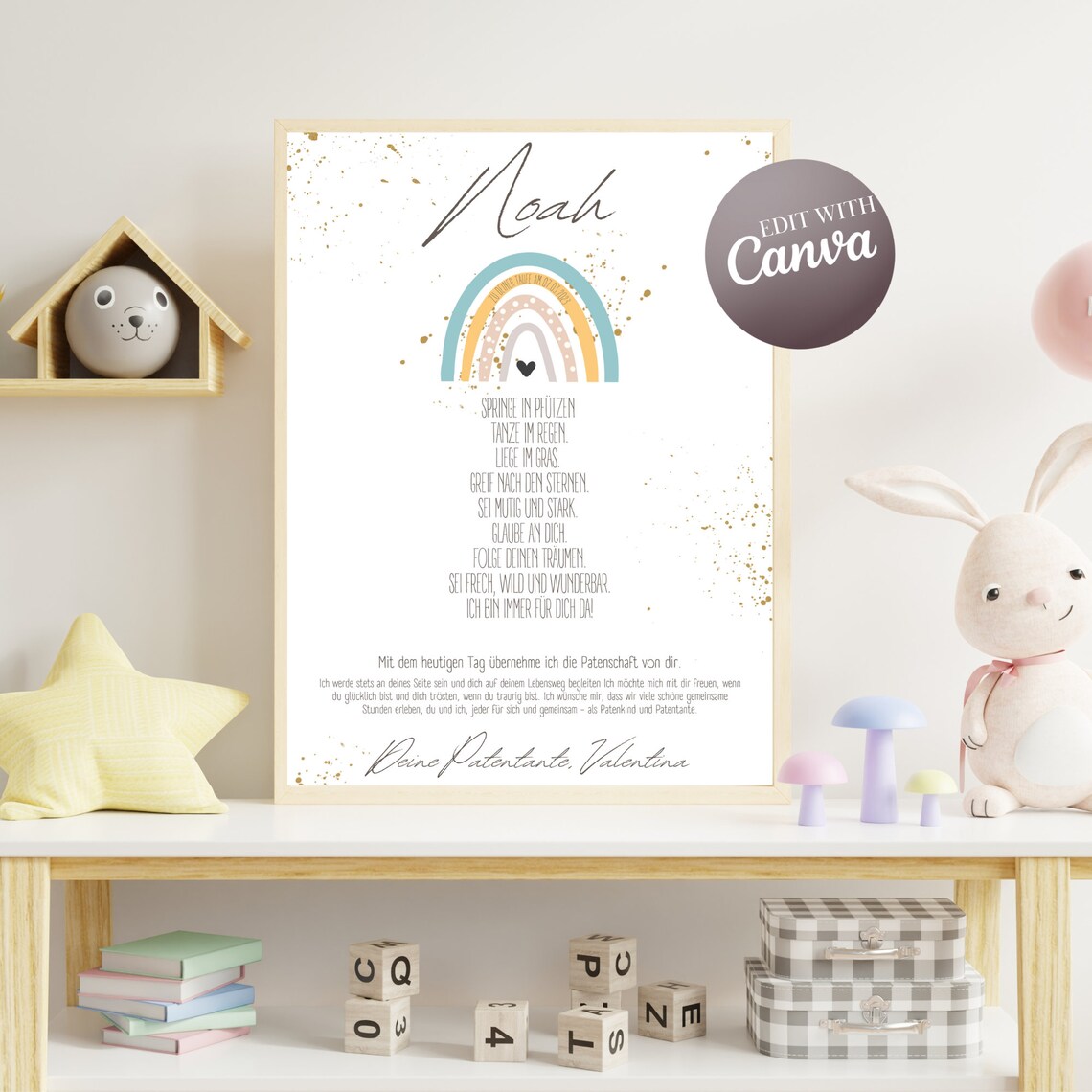 Godfather Letter as Canva Template Baptism Gift Godchild Personalized ...