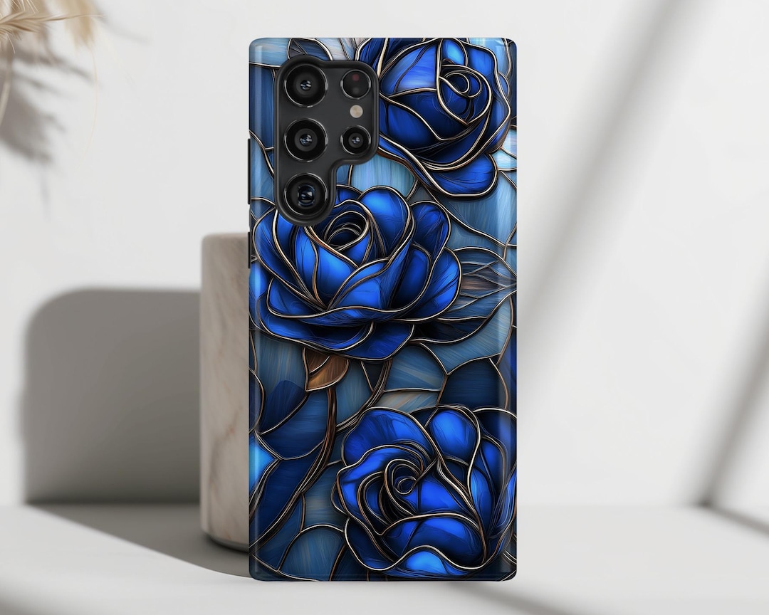 Blue Roses Stained Glass Design Phone Case: Protective Cover for ...