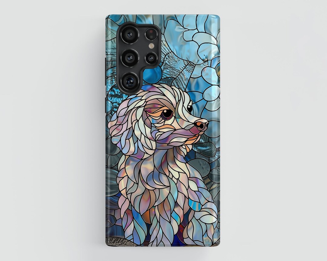 Cute Poodle Stained Glass Design Phone Case for Samsung Galaxy S24, S23 ...