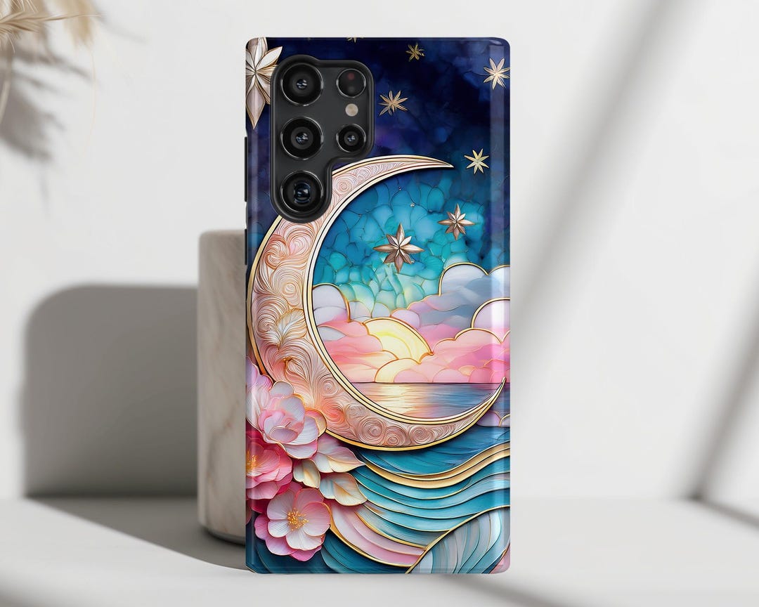 Crescent Moon Stained Glass Design Phone Case, Phone Covers for Galaxy ...