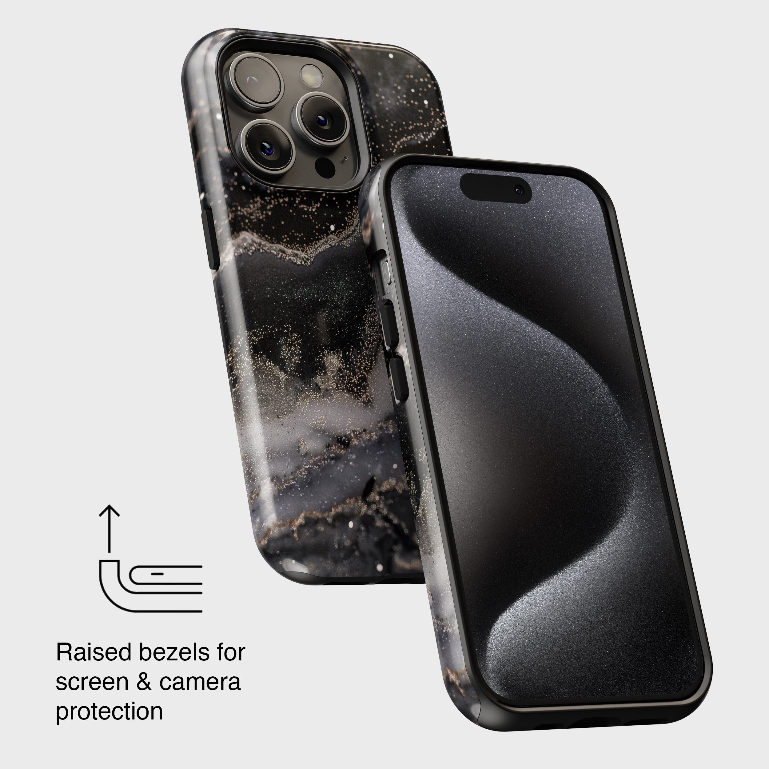 Personalized Luxury Black Marble Texture iPhone Case With Magsafe for ...