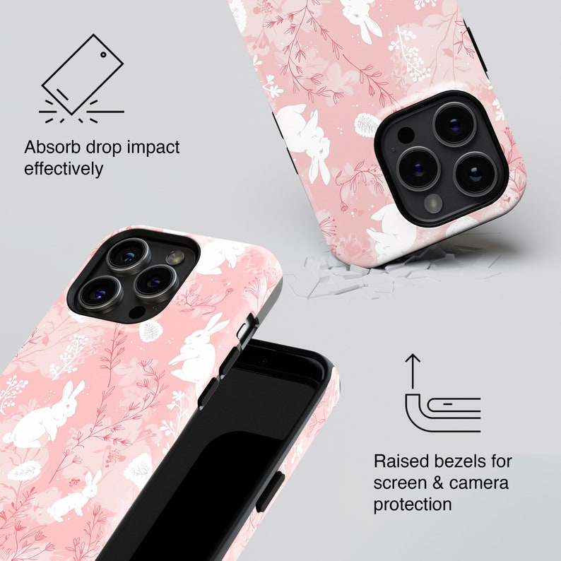 Coquette Phone Case With Easter Bunny Design for iPhone 15, 14, 13, 12 ...